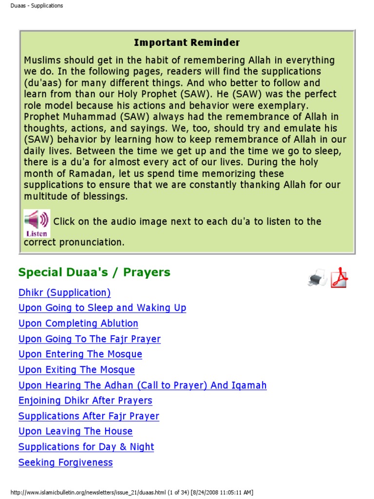 Essential Duaas for Daily Life | PDF