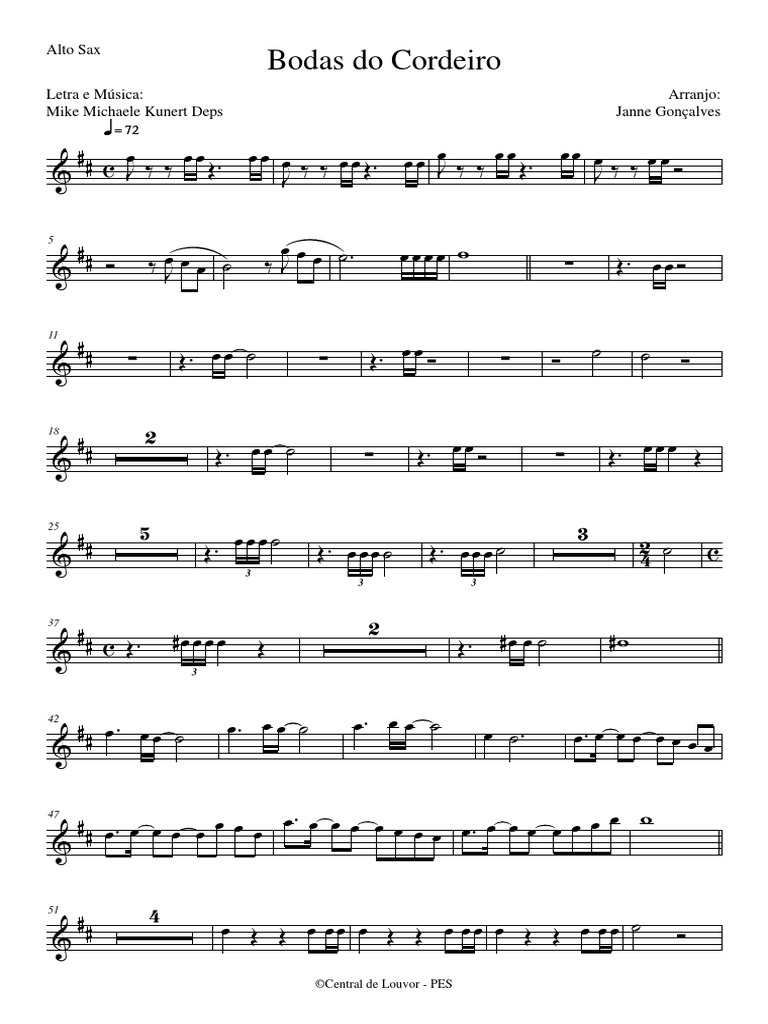 Bodas Do Cordeiro - Alto Sax PDF | PDF