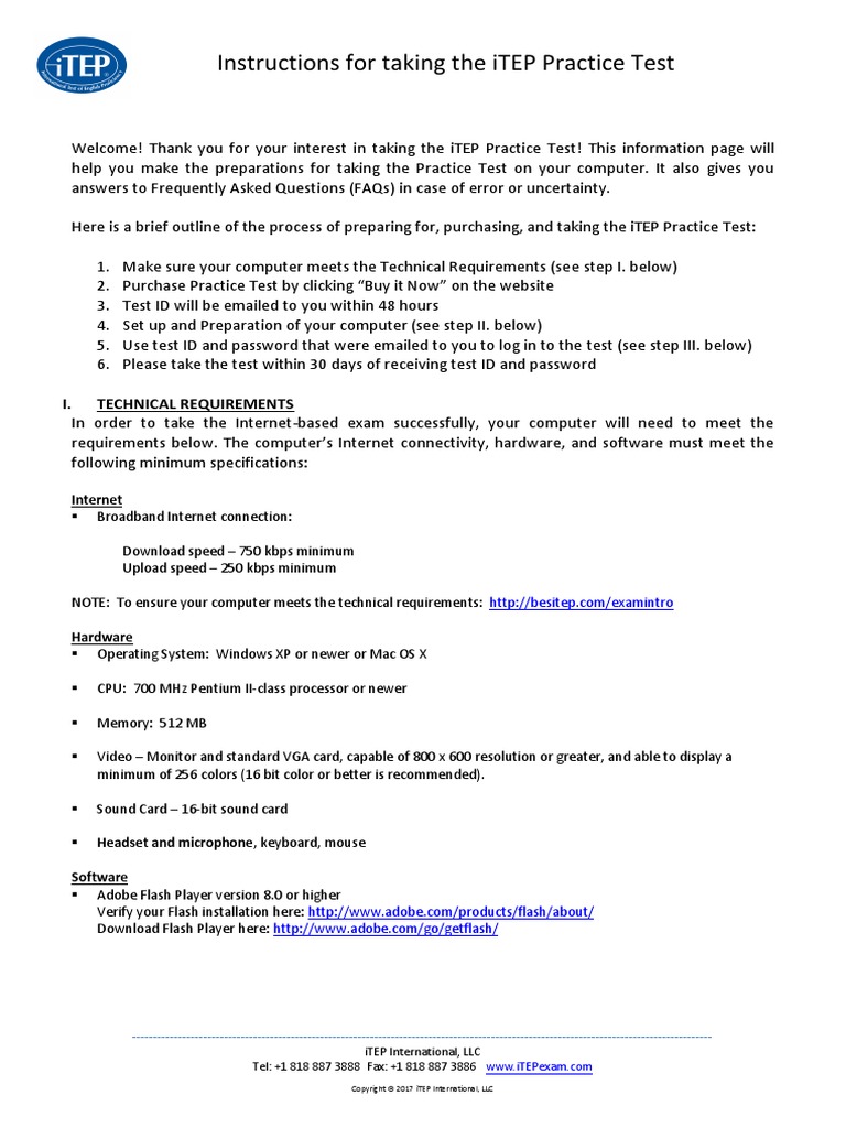 Instructions For Taking The ITEP Practice Test 22DEC16 1 | PDF ...