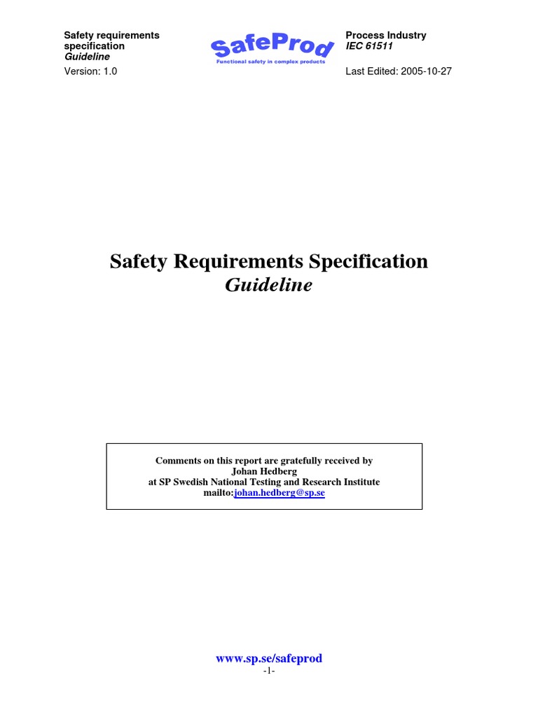 Safety Requirements Specification Guide | PDF | Systems Theory ...