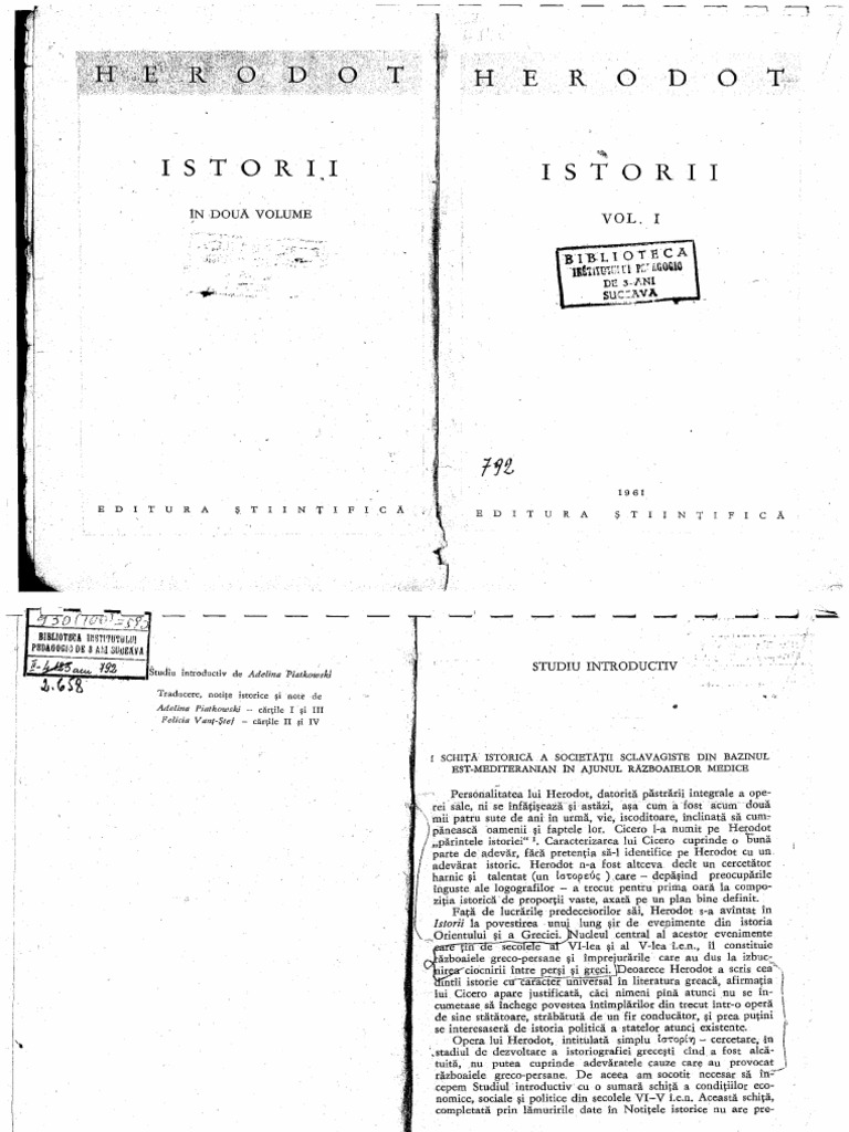 Herodot Istorii I PDF | PDF