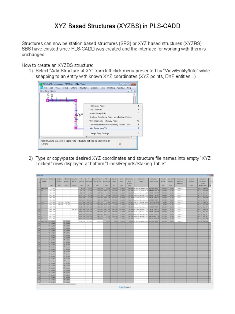 Creating XYZ Based Structures in PLS-CADD | PDF | Cartesian Coordinate ...
