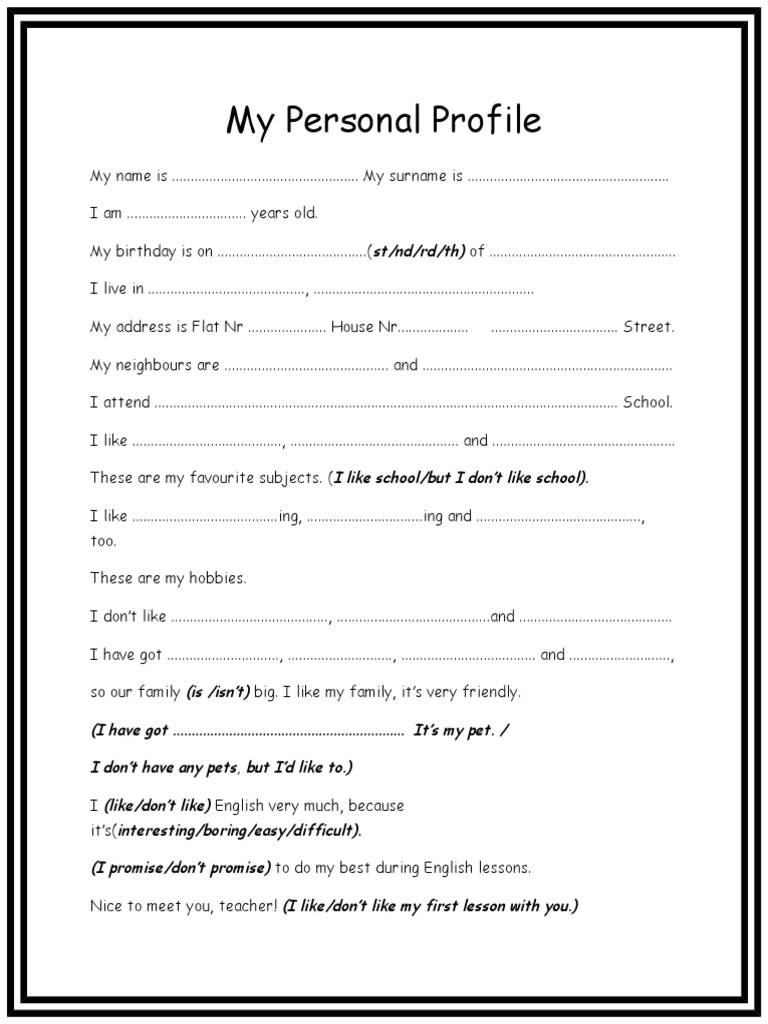 My Personal Profile | PDF