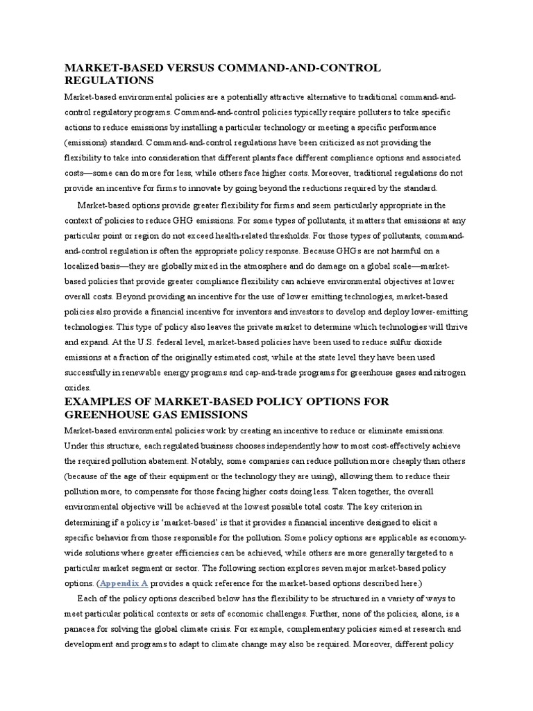 Externalitas Market Based Vs Command and Control Regulation | PDF | Air ...