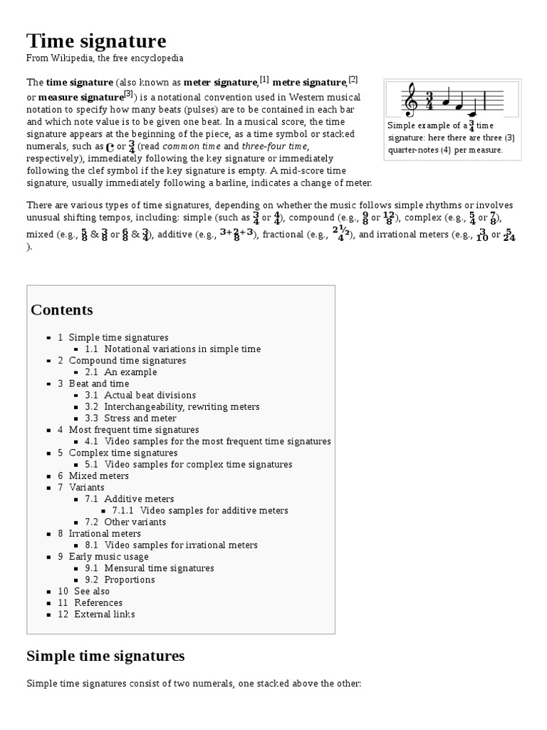 Time Signature | PDF | Rhythm And Meter | Notation