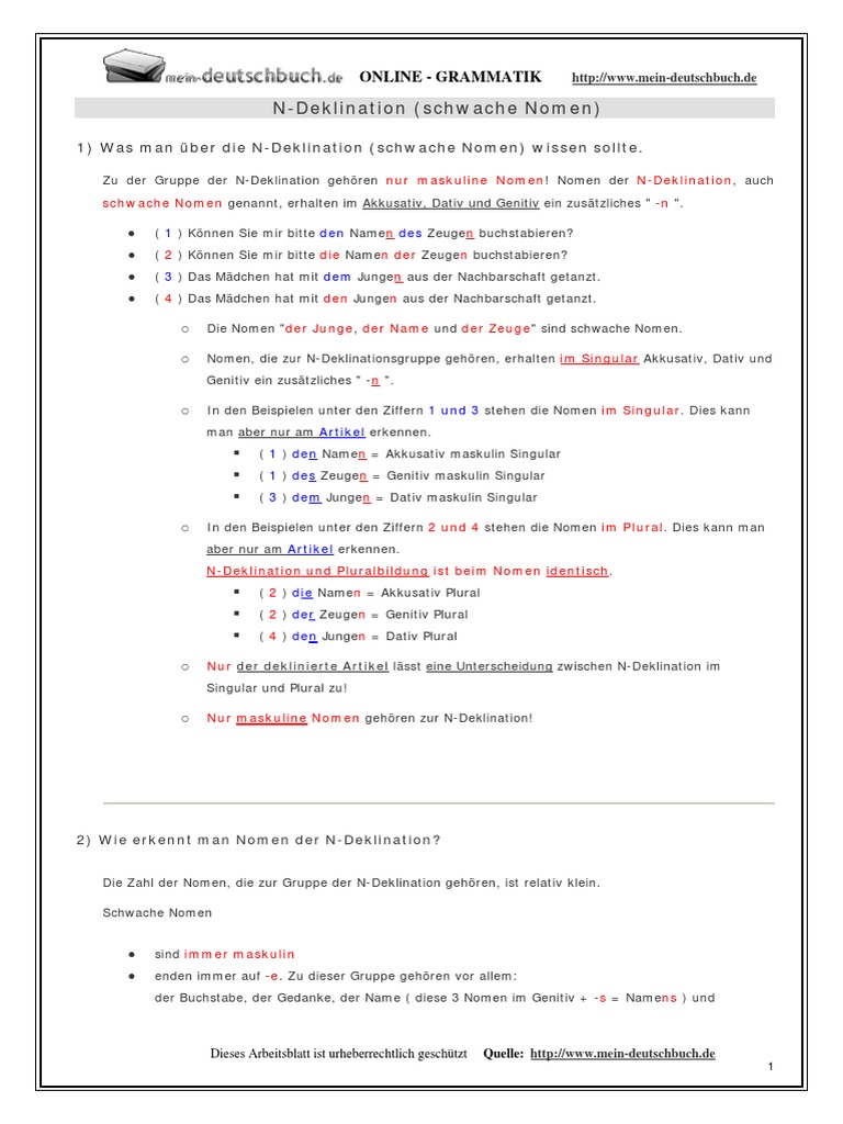 N Deklination PDF | PDF