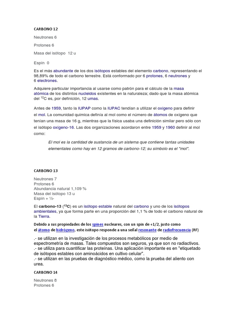 Isótopos del Carbono: C12, C13 y C14 | PDF | Datación por radiocarbono ...