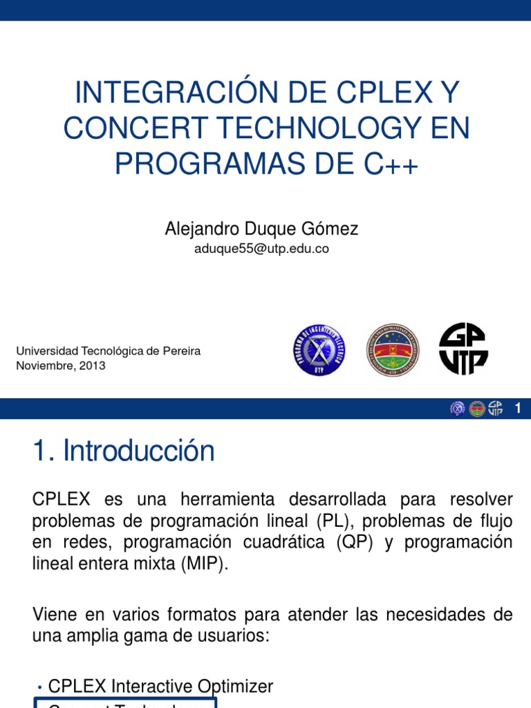 Integracion Cplex Concert Technology Pdf C Programación De Computadoras 