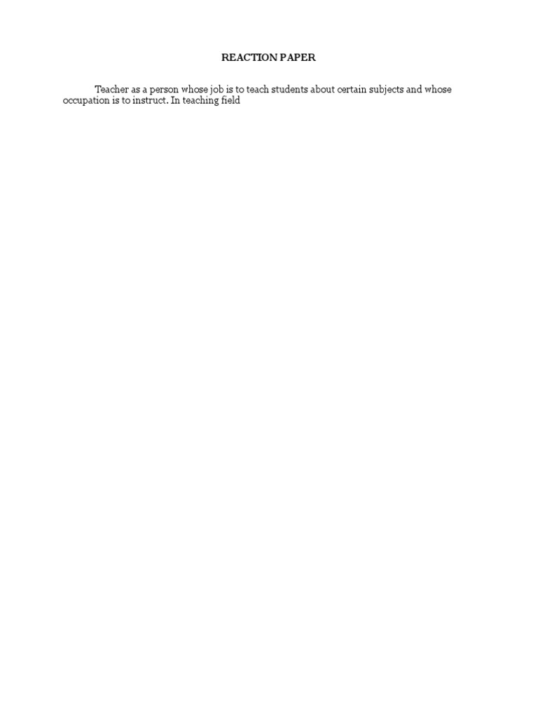 Reaction Paper 1 | PDF