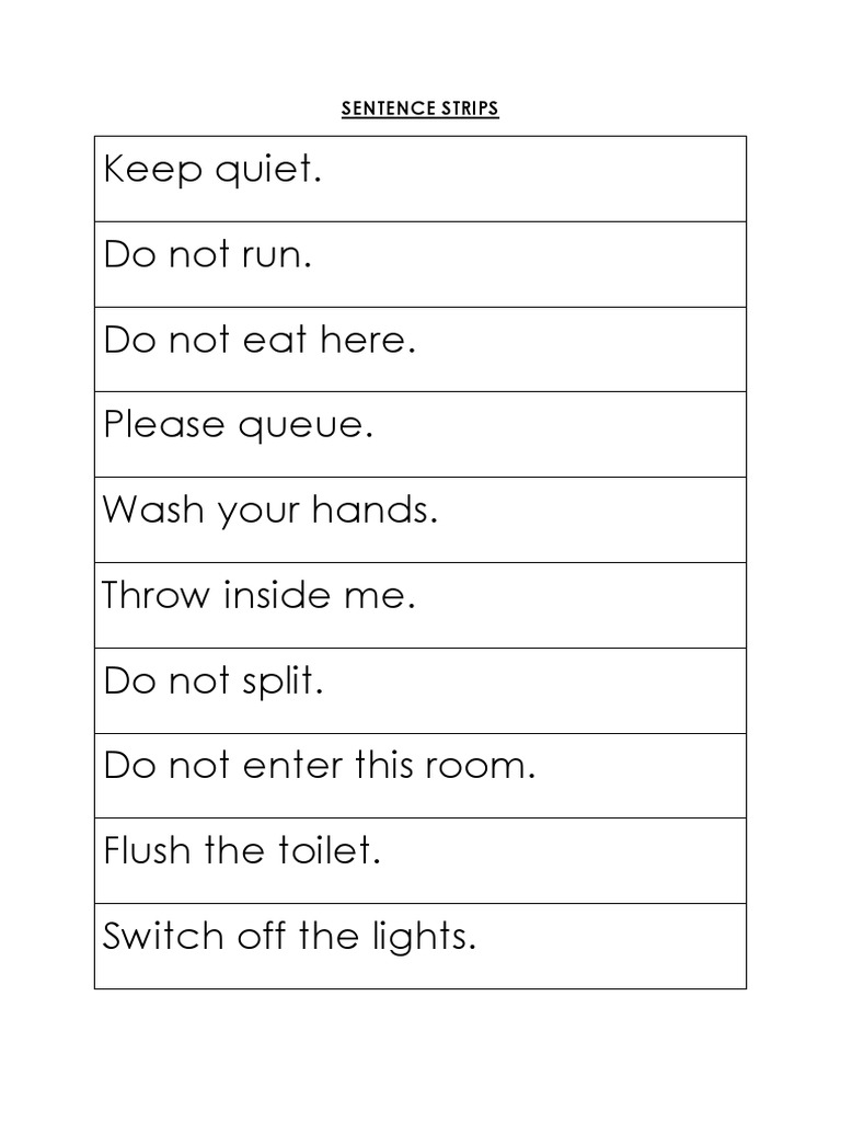 1 Sheet W Sentence Strips | PDF