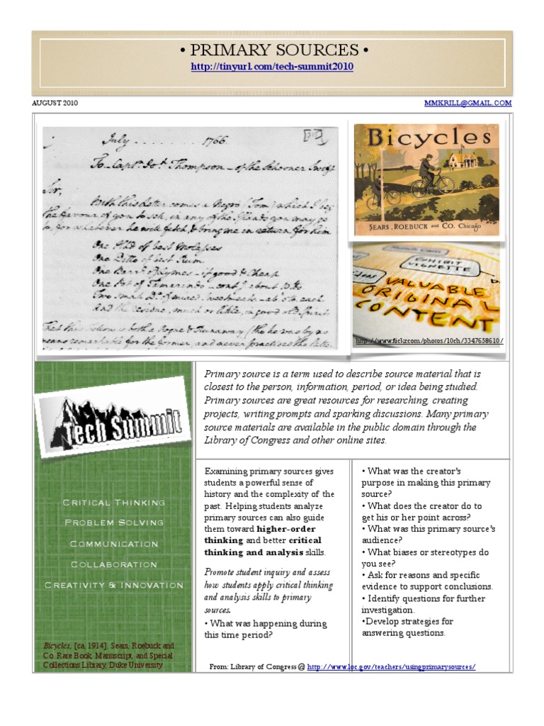 Primary Sources | PDF | Primary Sources | Critical Thinking