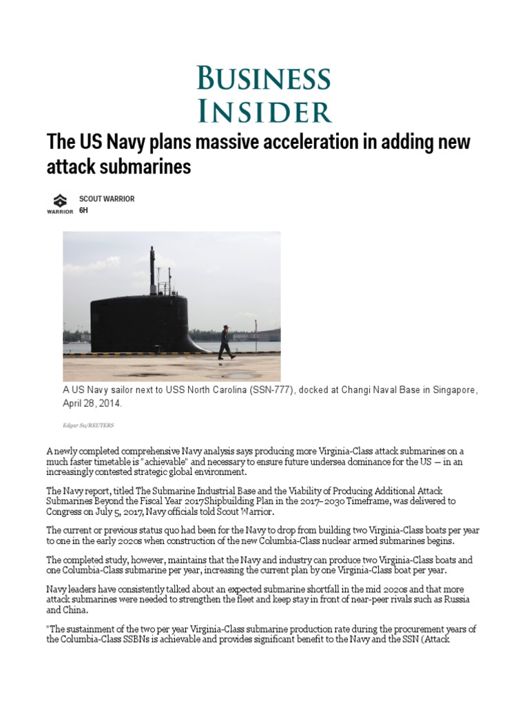 US Navy New Attack Subs | PDF | United States Navy | Submarines