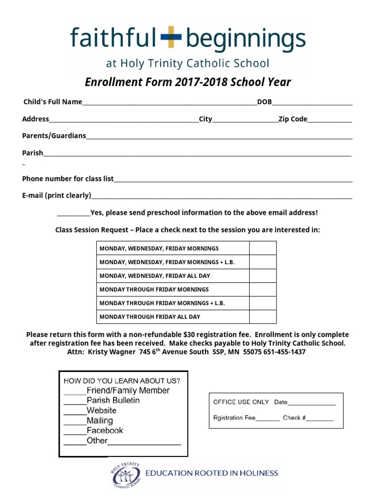 Preschool Enrollment Form | PDF | Career & Growth