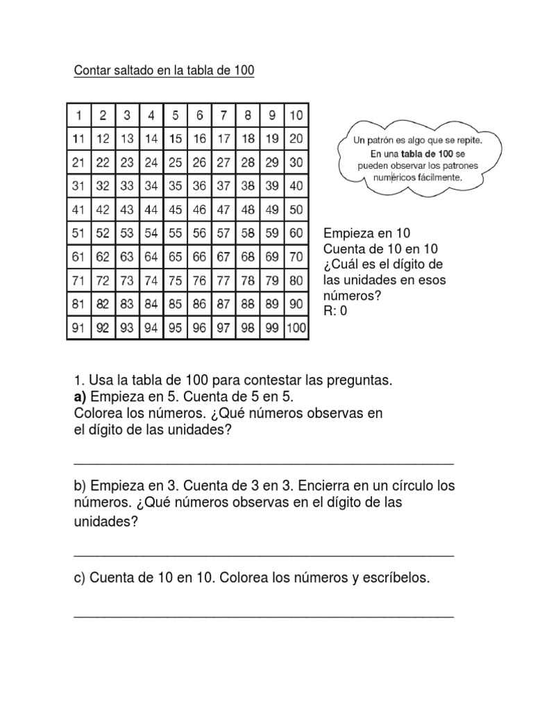 Hojas De Trabajo De Conteo Salteado En Formato Pdf Conteo Salteado