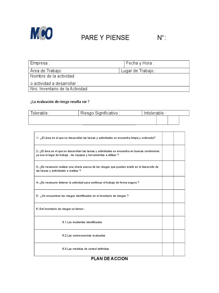 Formato Pare y Piense | PDF