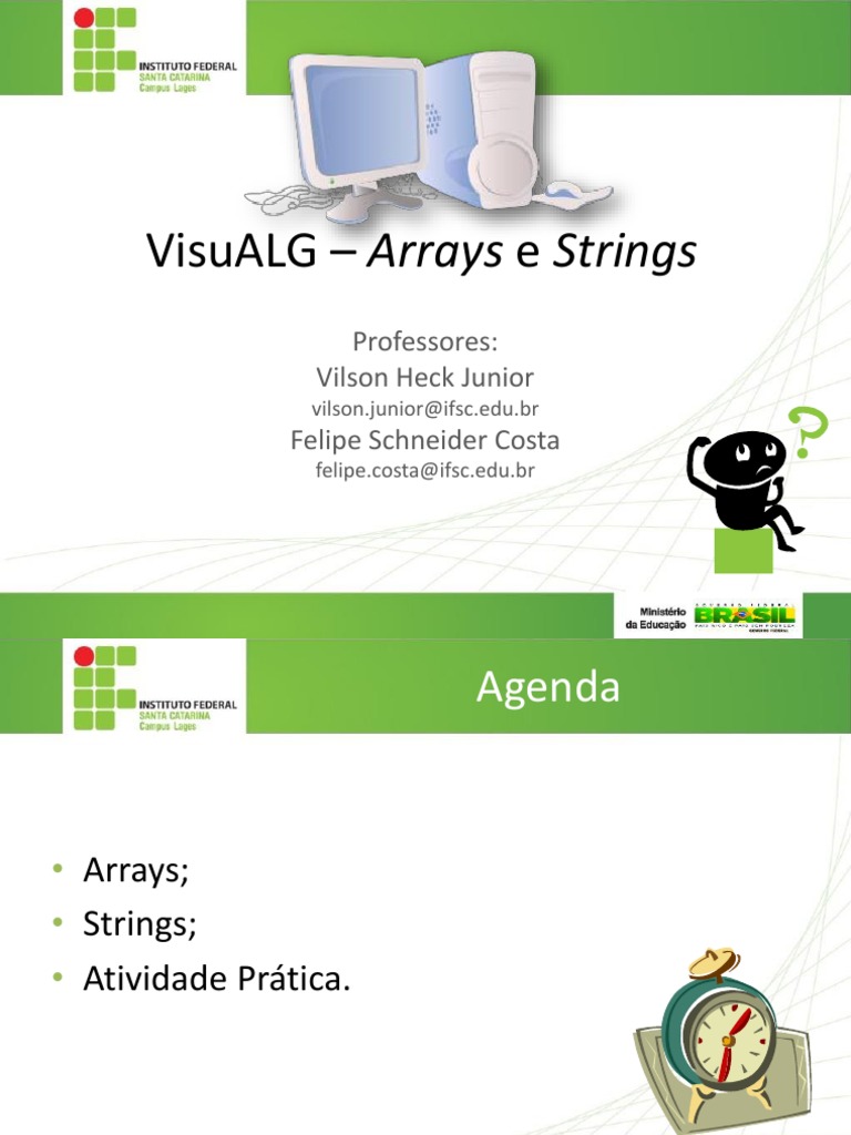 IP 04 VisuALG Arrays | PDF | Estrutura de dados de matriz | String ...