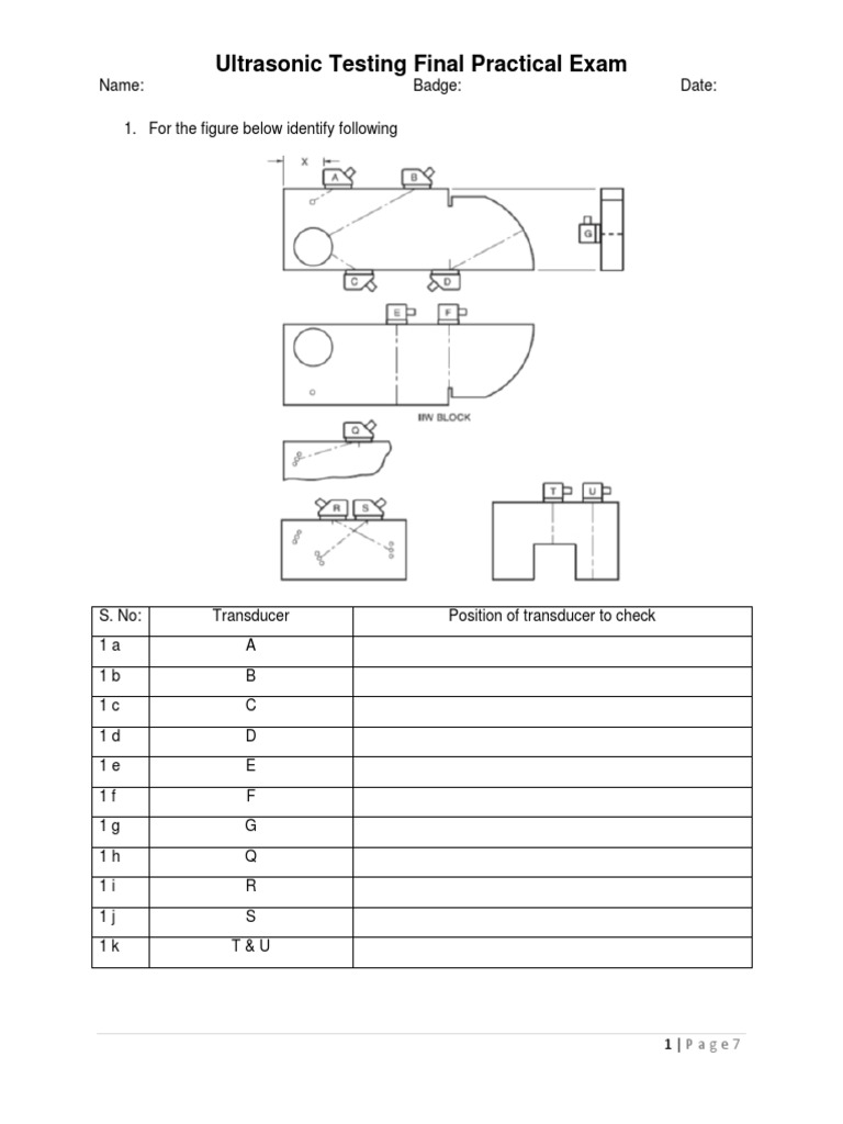 Ultrasonic Testing Final Practical Exam | PDF | Ultrasound | Test ...