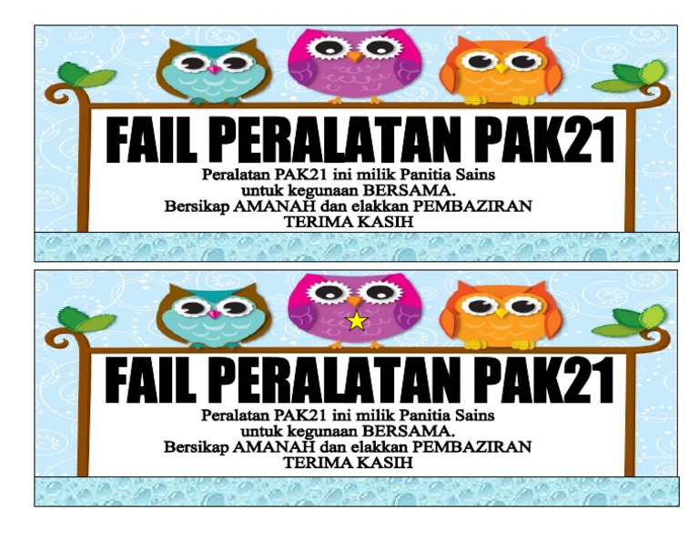 ,,label Fail Peralatan Pak21 | PDF