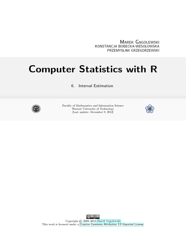 Computer Statistics With R: 6. Interval Estimation | PDF | Confidence ...