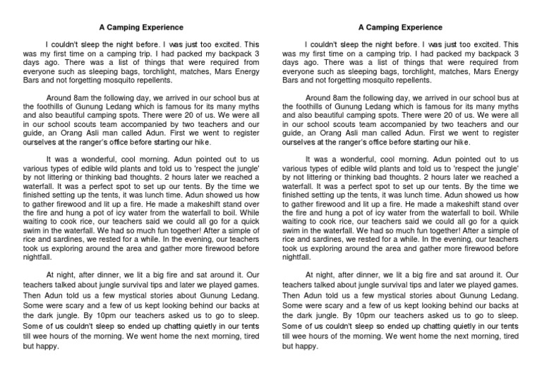 A Camping Experience | PDF | Camping | Leisure