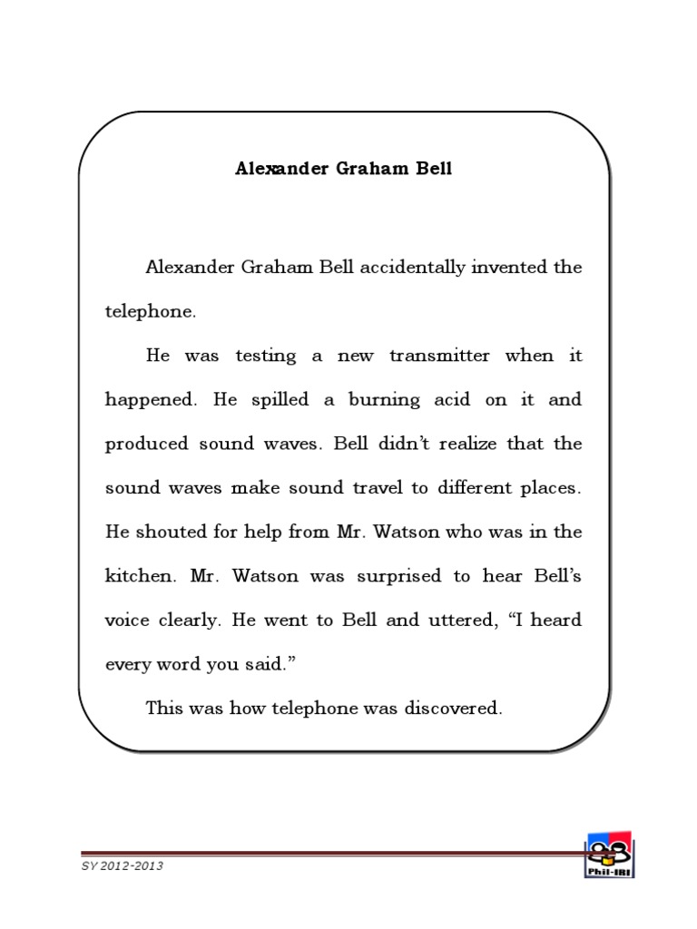 Oral Reading Passage Student's | PDF | Telephone