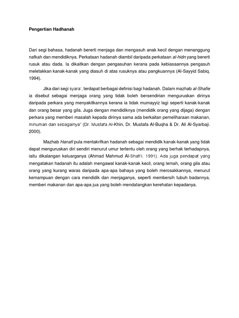 Pengertian dan Hukum Hadanah dalam Islam | PDF