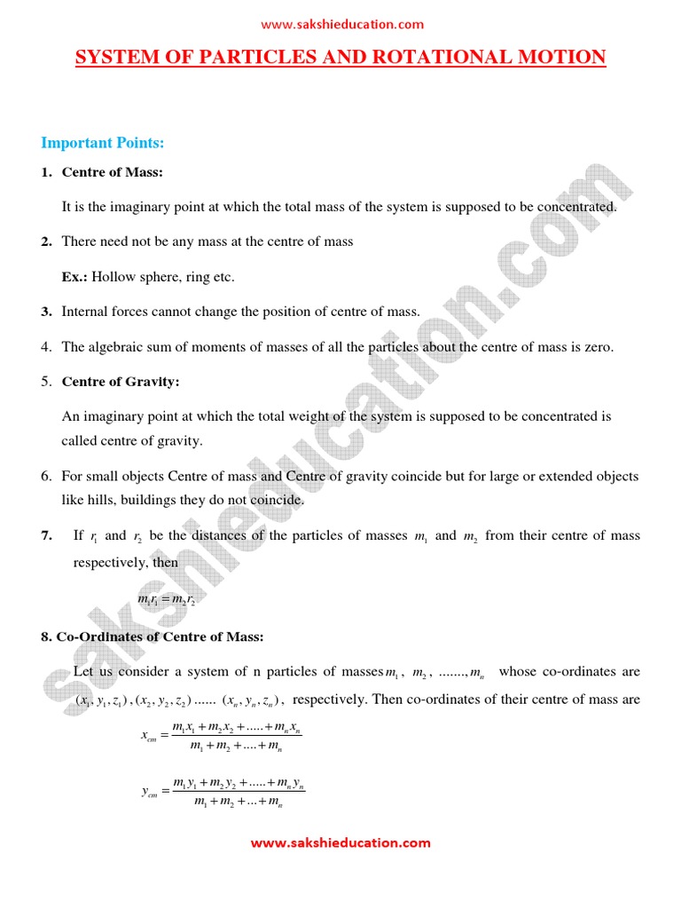 7.system of Particles and Rotational Motion | PDF | Business
