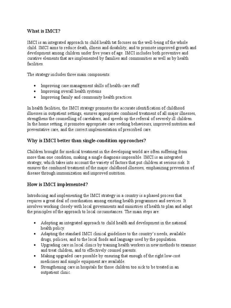 IMCI | PDF | Health Care | Preventive Healthcare