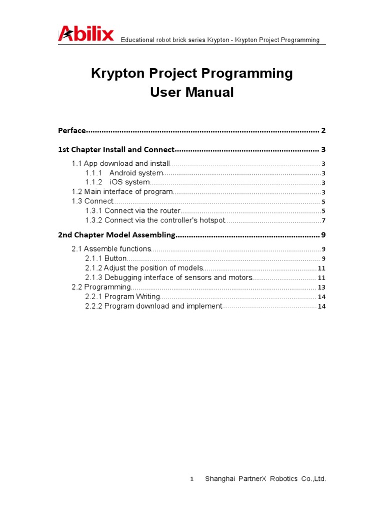 Educational robot brick series Krypton - Krypton Project Programming Guide | PDF | Ios | Android ...