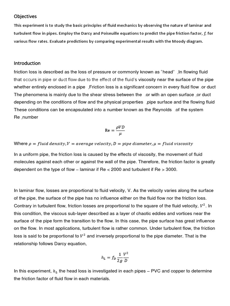 Fluid Flow Pipe Lab | PDF | Fluid Mechanics | Dynamics (Mechanics)