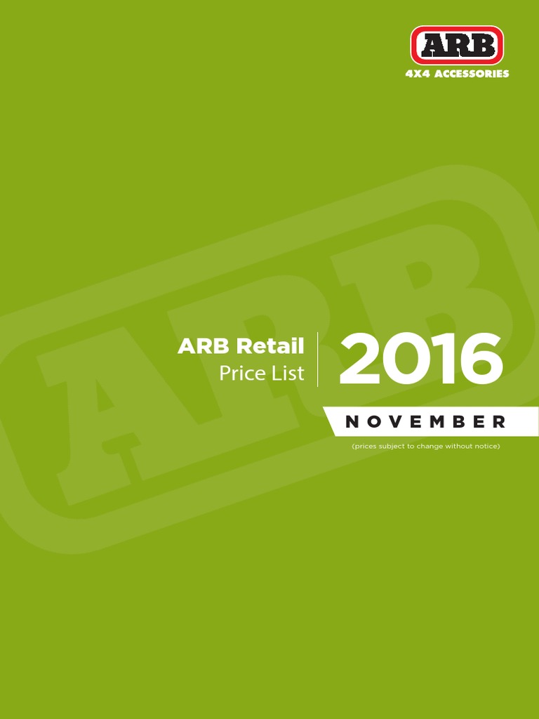 ARB Price List RT20161101.1 | PDF | Land Vehicles | Vehicles