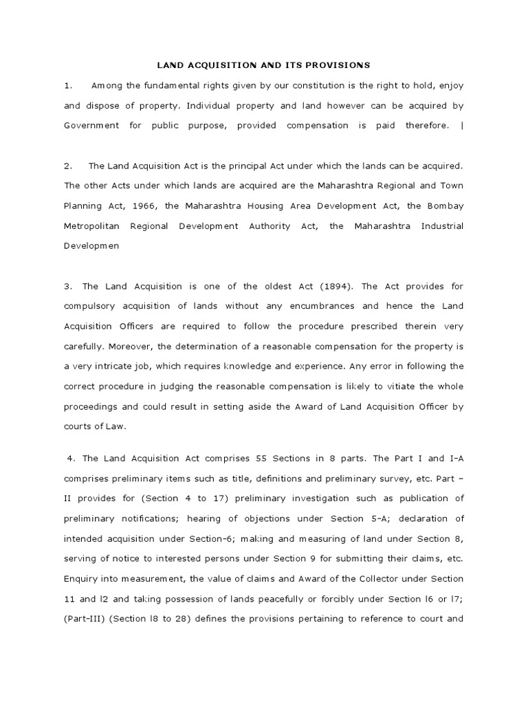 Land Acquisition Process Overview | PDF | Apportionment | Valuation ...