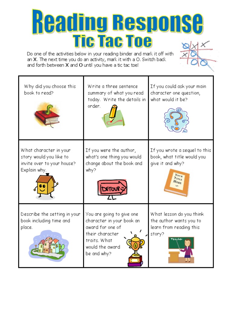 Reading Tic Tac Toe Activities | PDF | Language Arts & Discipline