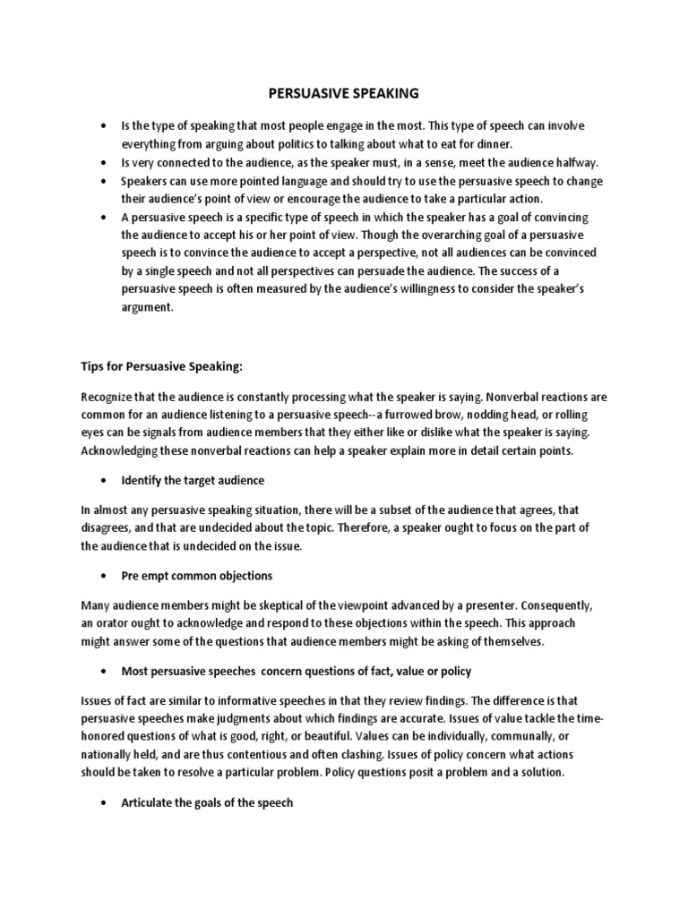 Tips for Effective Persuasive Speaking | PDF | Persuasion | Psychology