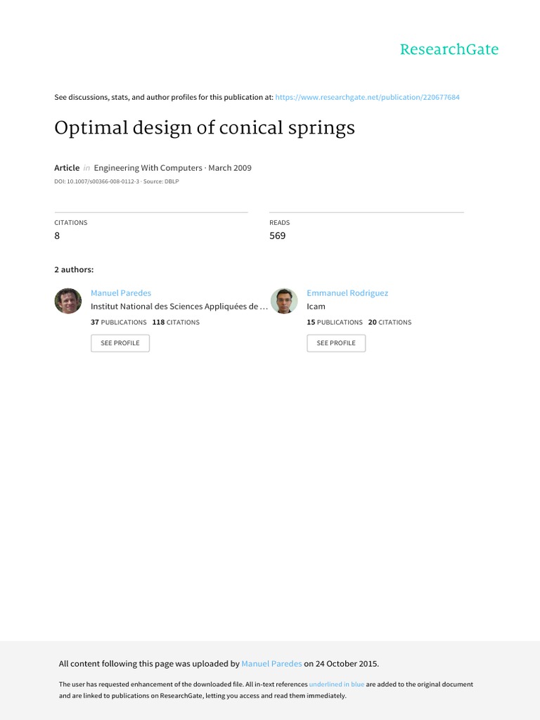 Optimal Design of Conical Springs RG | PDF | Mathematical Optimization ...
