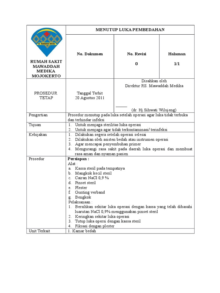 Sop Menutup Luka Pembedahan | PDF