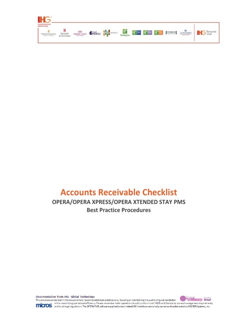 Best Practices - OPERA Accounts Receivable Checklist v5 | PDF | Invoice ...