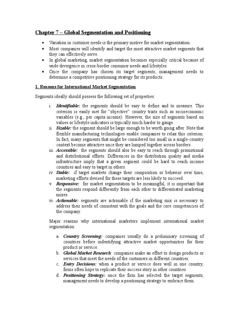 Global Market Segmentation Guide | PDF | Market Segmentation | Linear ...