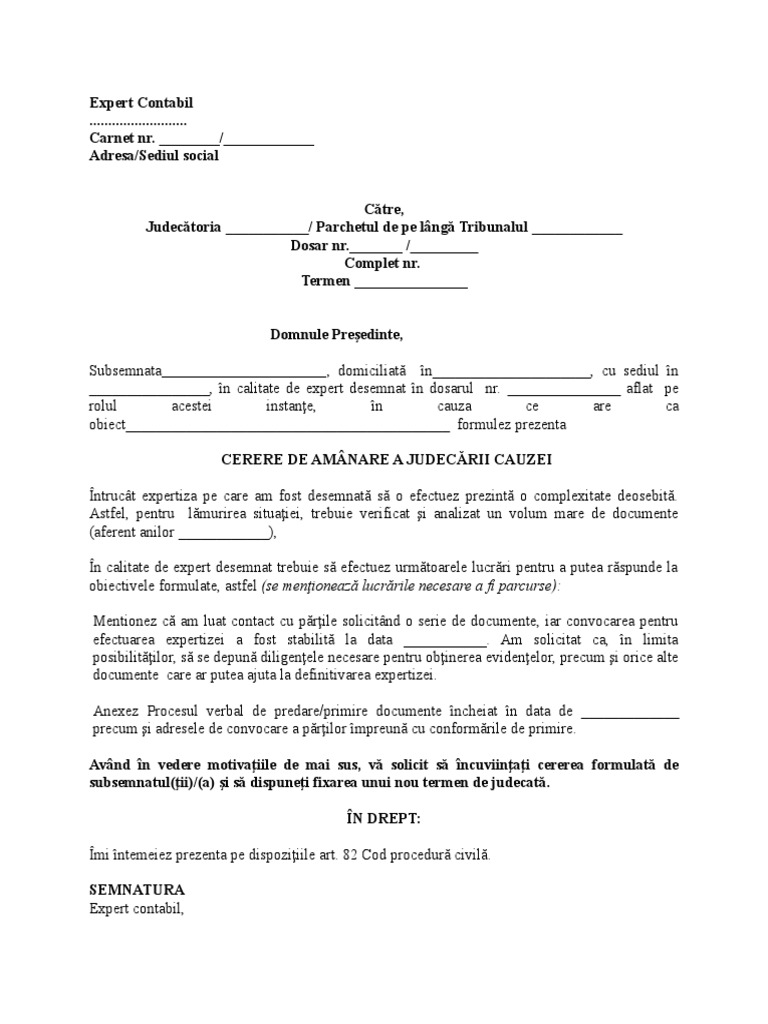 1 Cerere Amanare | PDF