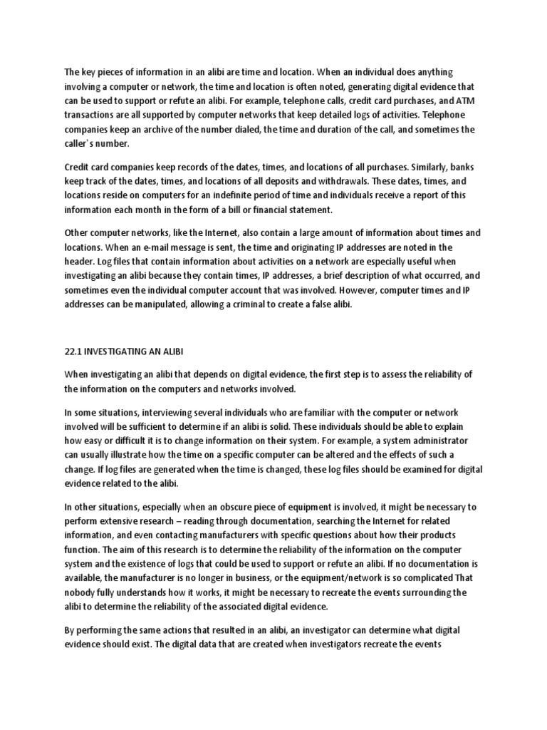 Alibi | PDF | Evidence | Computer Network