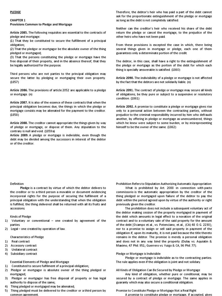 Pledge | PDF | Mortgage Law | Guarantee
