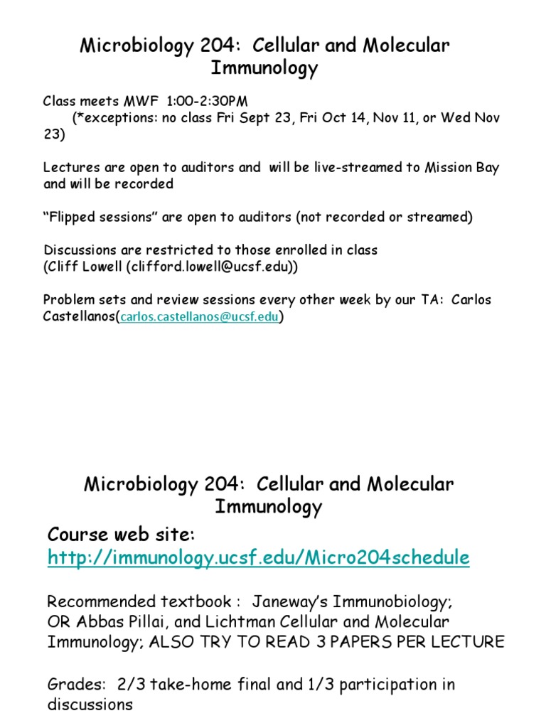 Microbiology 204: Immunology Course Guide | PDF | Immune System ...