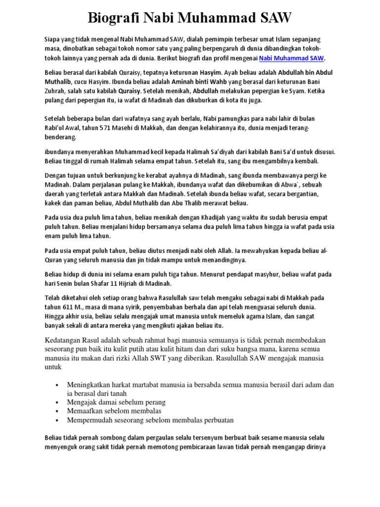 Biografi Nabi Muhammad | PDF
