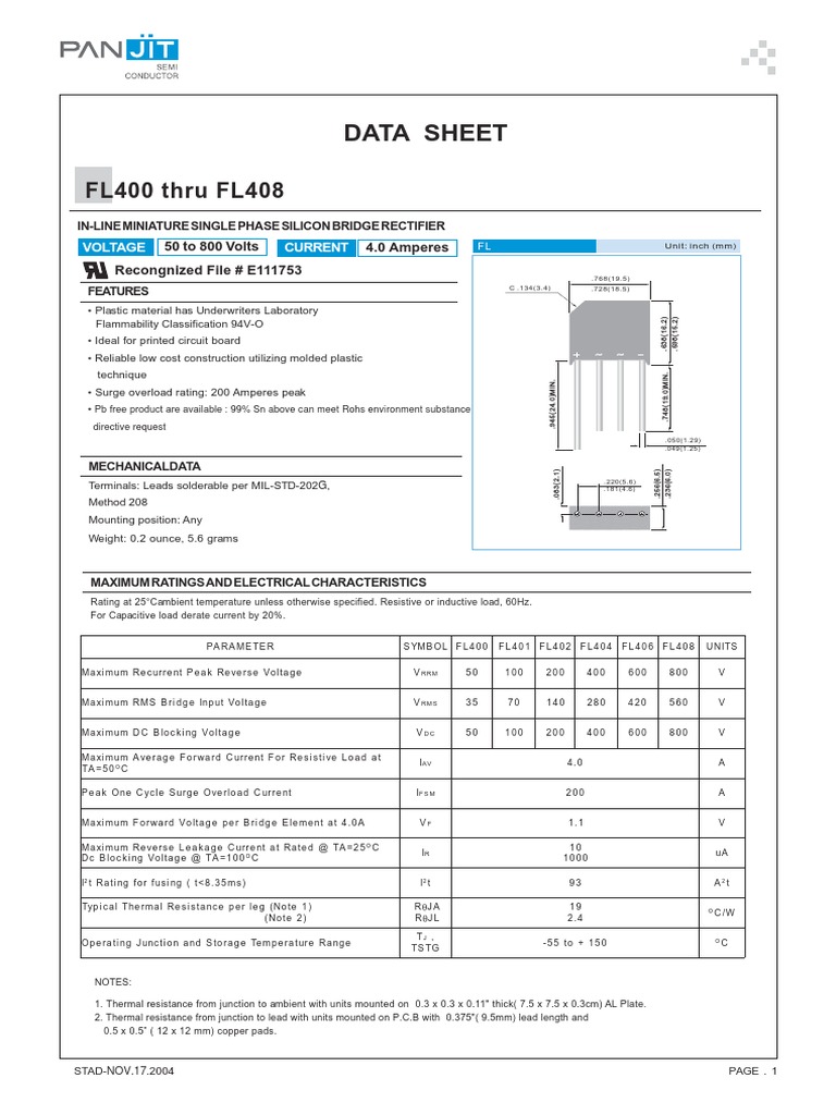 Fl400 Series | PDF | Volt | Rectifier