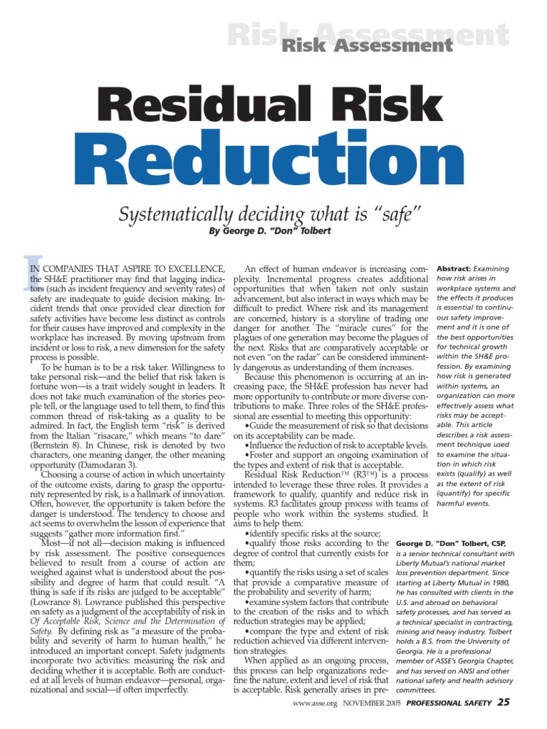 Residual Risk Reduction | PDF | Risk | Risk Management