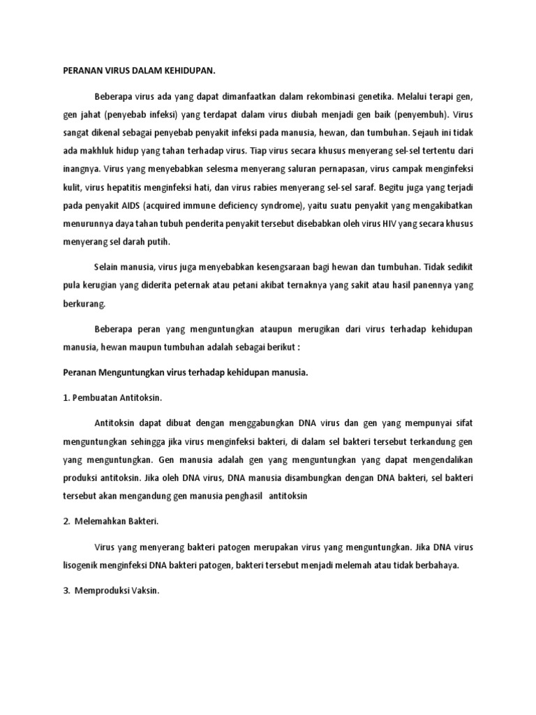 Peranan Virus Dalam Kehidupan & Klasifikasi Virus | PDF | Sains & Matematika