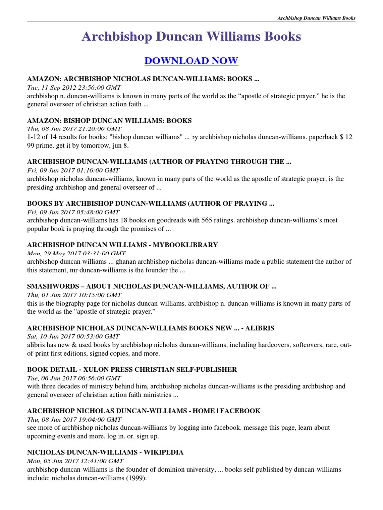 Archbishop Duncan Williams Books PDF | PDF | Publishing | Books
