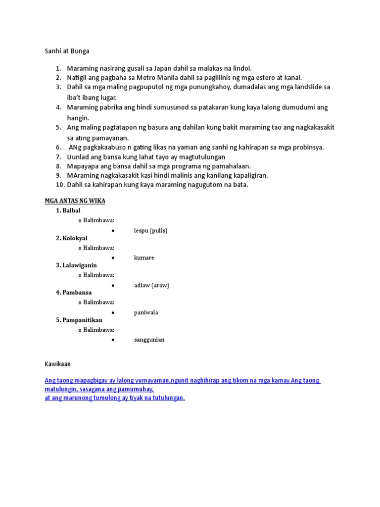 Sanhi at Bunga | PDF