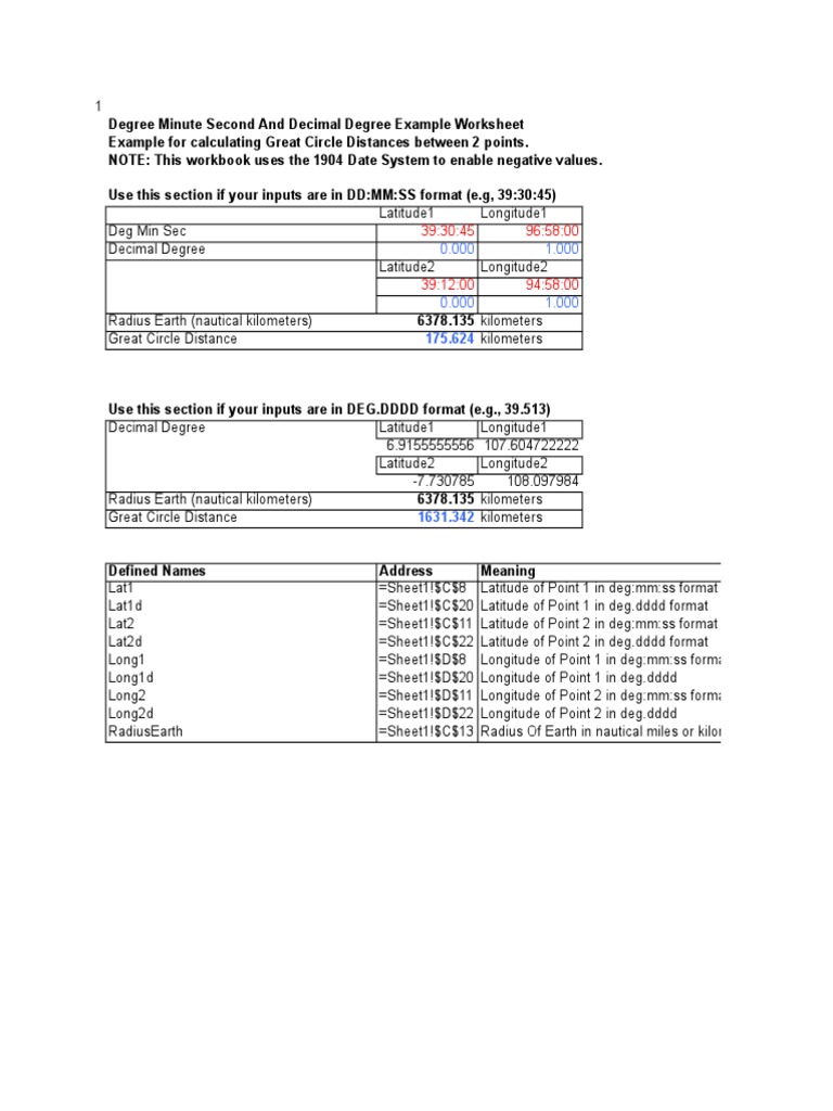 Lat Long Example | PDF | Latitude | Longitude
