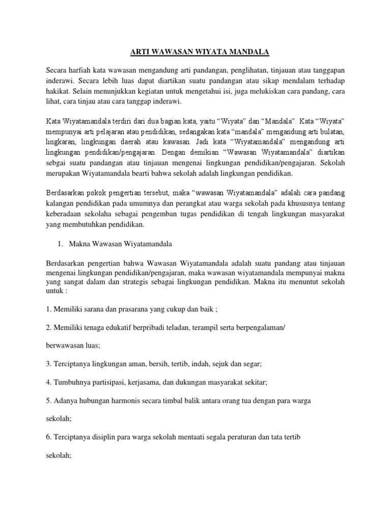 Arti Wawasan Wiyata Mandala | PDF